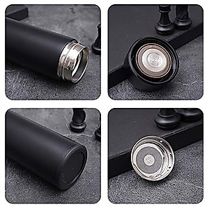 Intelligent Temperature Display Thermos Cup, 304 Stainless Steel Thermos Hot Coffee Cup, Travel Mug with LCD Touch Screen, Total Capacity 500ML (Black)