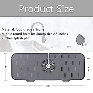 YGXS Kitchen Sink Faucet Splash Guard, Silicone Faucet Mat Sink Mat Silicone Sink Splash Guard Faucet Absorbent MatGrey Faucet YGXS-003 0