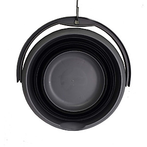 SAMMART 2 pcs Set : 25L (6.6 Gallon) Collapsible Plasic Laundry Basket & 5L (1.32 Gallon) Collapsible Bucket (Laundry Basket+Bucket, Black+Black)