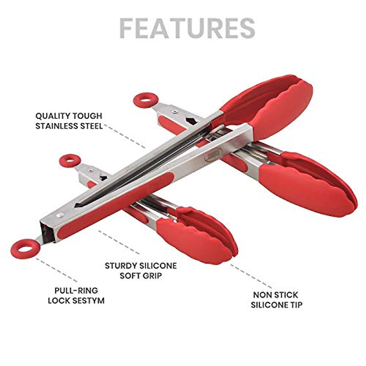 Kaluns Kitchen Tongs for Cooking, Non Stick Silicone Tip Stainless Steel Tongs, Set of Four 7,9, and 12 Inch Tong Plus Silicone Spatula Non-stick, Heat Resistant Serving Utensils