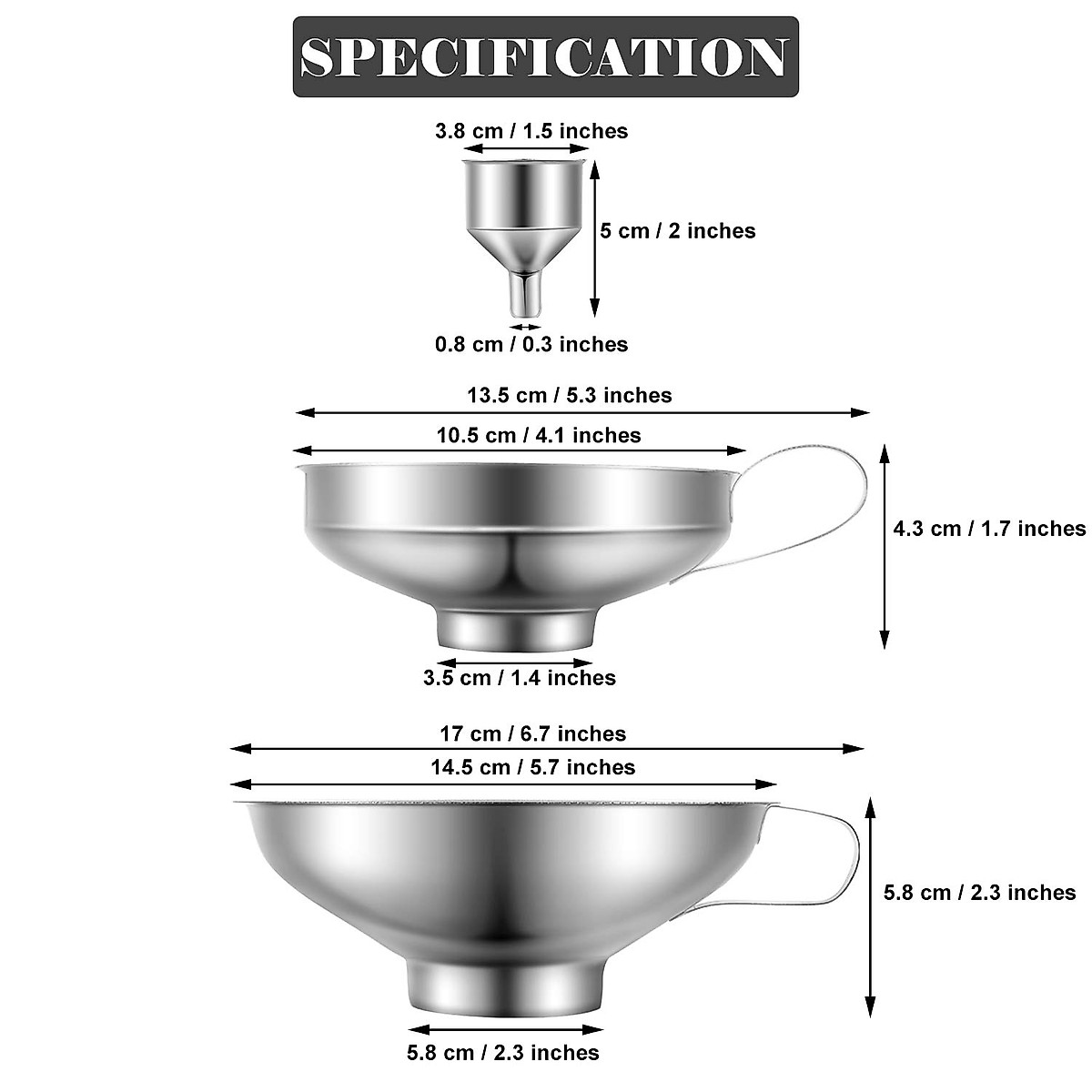 Shappy 5 Pieces Stainless Steel Funnels Set Canning Funnel Fine Mesh Strainer Mesh Filter Compatible with Wide and Regular Narrow Mouth Mason Jar