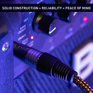 Pro Grade Right Angle Electric Guitar Cable 10 ft / 3m - Universally Compatible Instrument Cable/Guitar Cord 10 ft/Amp Cord for Electric Guitar - Guitar Amp Cord for Electric Guitar