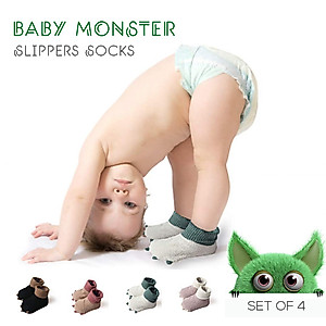 Monster Baby Boy Girl Toe Slippers Socks Shoes - Dinosaur Child Kid Slippers Babies Kids Girl's Boys Toddler Floor Socks Shoes Slipper Stay-on One Size Multicolor