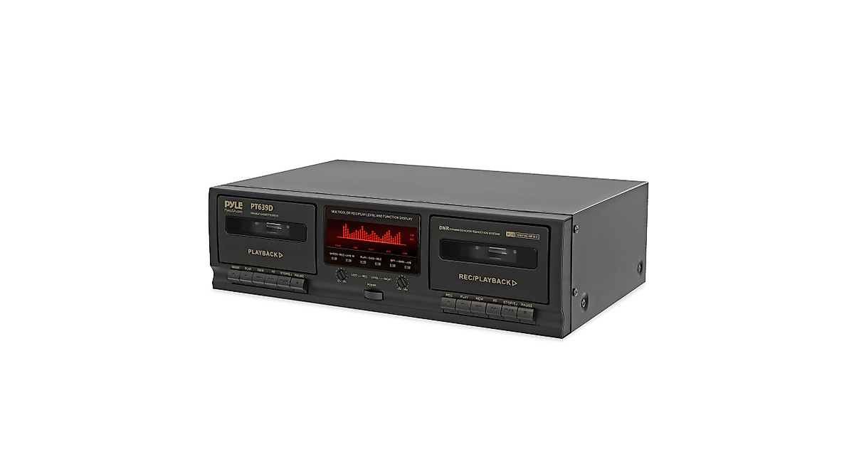 Pyle Dual Cassette Deck Stereo - Compact Hi-Fi Tape Recorder Player