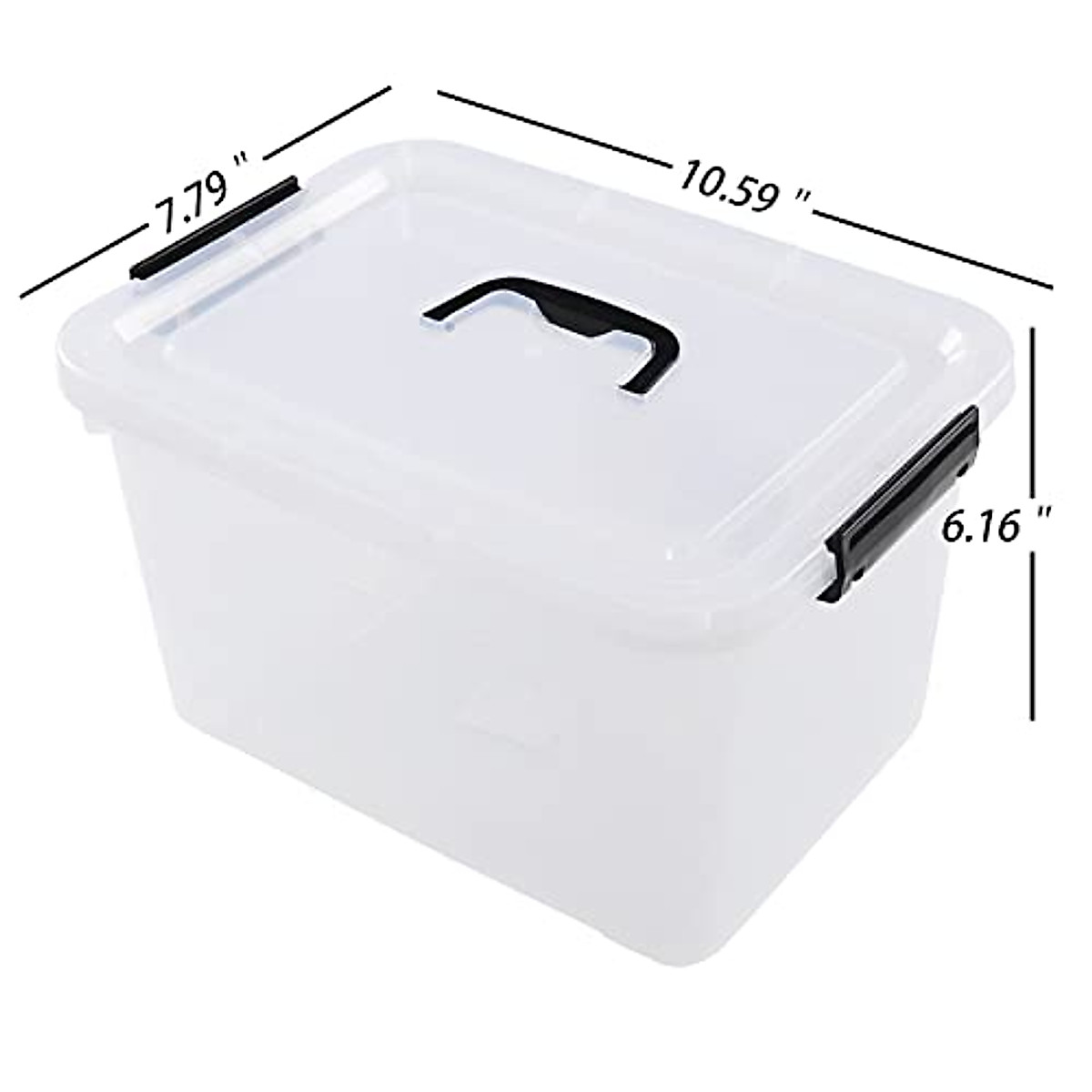 Hommp 5 Liter Clear Storage Box, 4-Pack Plastic Latching Box with Lid