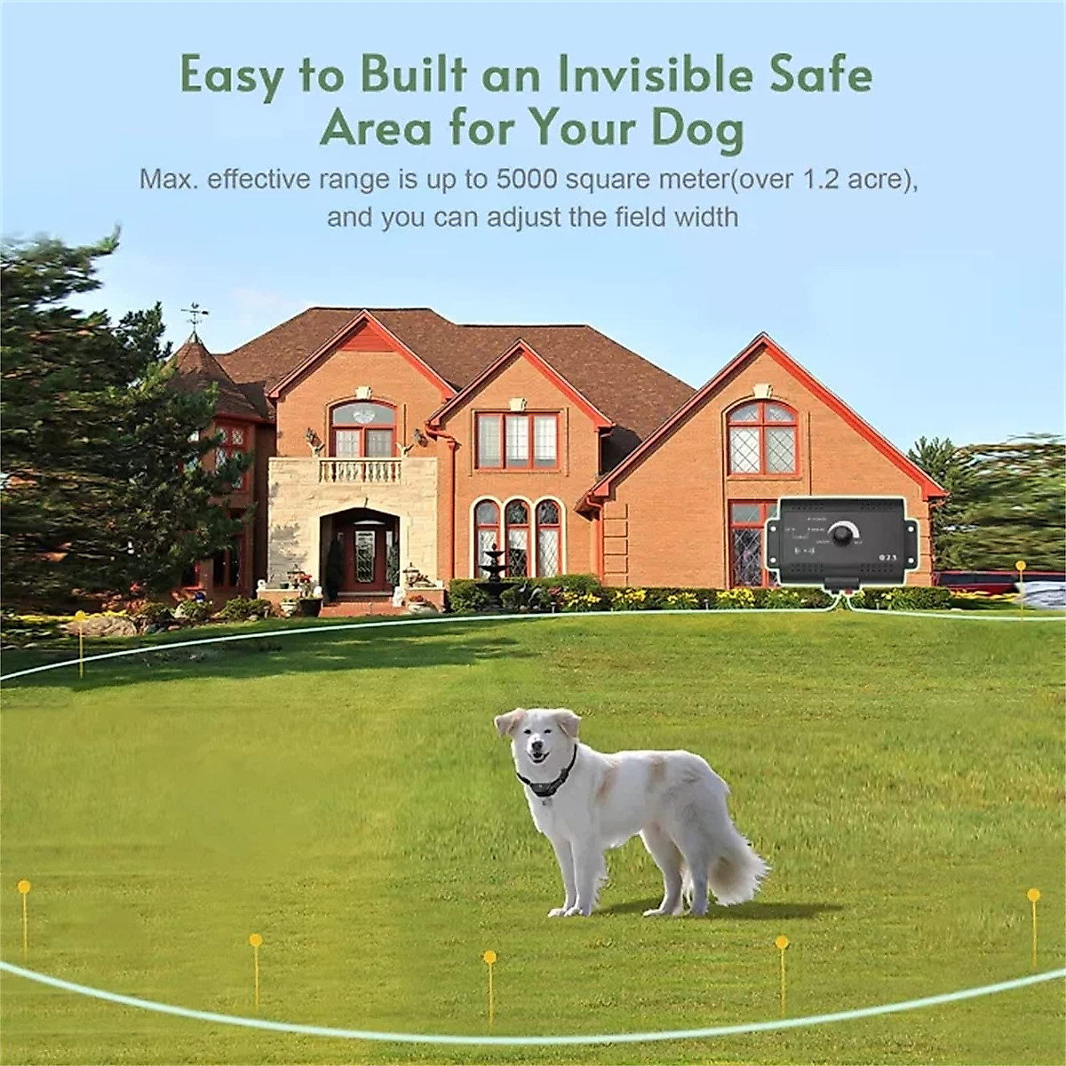Electric Fence for Dogs Wireless Pet Safe Containment System,with Rechargeable Waterproof Training Collar & 656FT Underground Boundary Wire,Covers up to 1.2 Acre,Suitable for Small,Medium,Large Dogs,