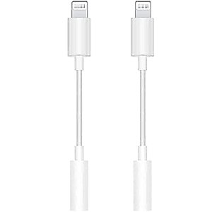 2 Pack Apple MFi Certified Lightning to 3.5 mm Headphone Jack Adapter iPhone Jack Aux Audio Dongle Cable Earphones Headphones Converter Compatible with iPhone 12 12 Pro11 XR XS X 8 7 iPad iPod