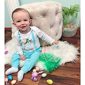 Detigee Baby Boys My First Easter Outfit Toddler 1st Easter Day Bodysuit (Blue,6-12 Months)