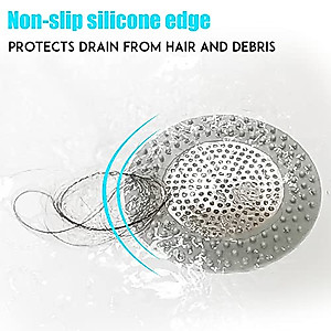 Shower Drain Hair Catcher/Shower Drain Cover/Tub Drain Hair Catcher, Stainless Steel Silicone Shower Hair Catcher for Bathtub Drain, Shower Drain Hair Trap Hair Stopper Shower Accessories