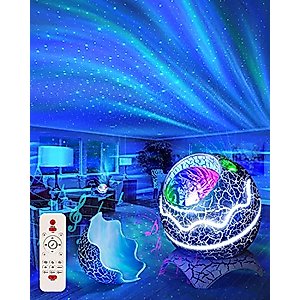 Brizled Star Projector Night Light, Dinosaur Egg Shaped Galaxy Projector Light with Bluetooth Speaker & White Noise, LED Nebula Starry Night Light Projector Remote for Room Party Birthday Home Theater