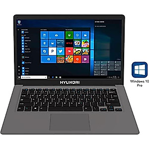 HYUNDAI 14" Notebook 4GB RAM, 128GB SSD, Windows 10 Pro Laptop, Intel Celeron N4020, 14.1" Inch IPS Display, Expandable Storage, WiFi & Bluetooth - Grey