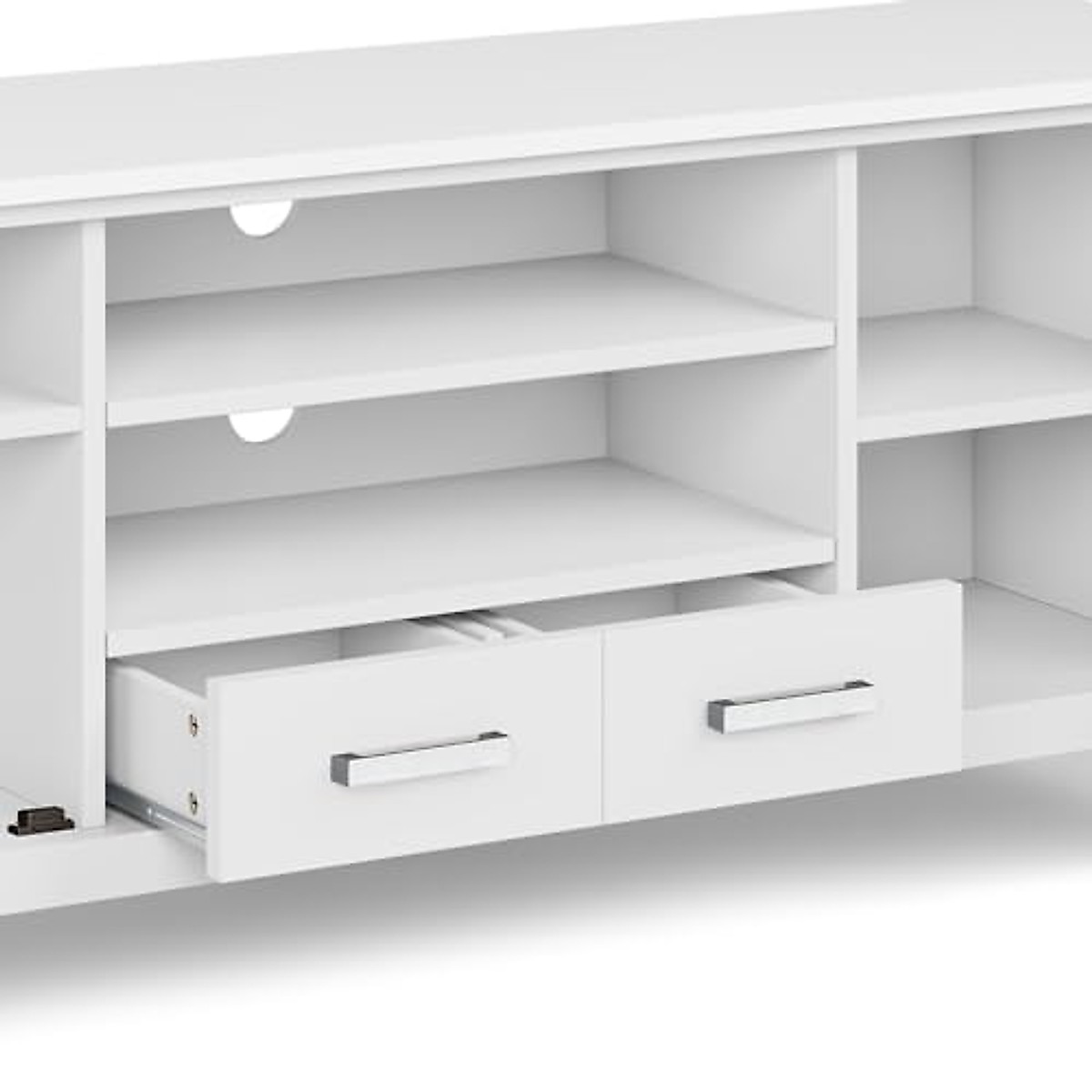 SIMPLIHOME Kitchener SOLID WOOD 60 Inch Wide Contemporary TV Media Stand in White for TVs up to 65 Inches, For the Living Room and Entertainment Center
