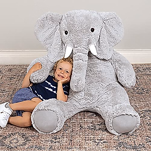 Vermont Teddy Bear Giant Elephant Stuffed Animal - 4 Foot Big Stuffed Elephant Plush from Giant Cuddle Collection - Collectible Plushies for Kids & Adults - Crafted in The USA