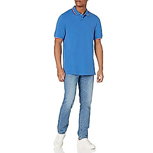 Amazon Essentials Men's Regular-Fit Cotton Pique Polo Shirt (Available in Big & Tall), Blue Red White Stripe, X-Large