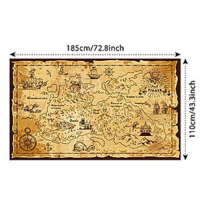 Pirate Treasure Map Backdrop Background Island Treasure Map Banner Nautical Wall Tapestry Hanging Decoration for Treasure Hunt Theme Party Birthday Party Photo Shooting Booth Props