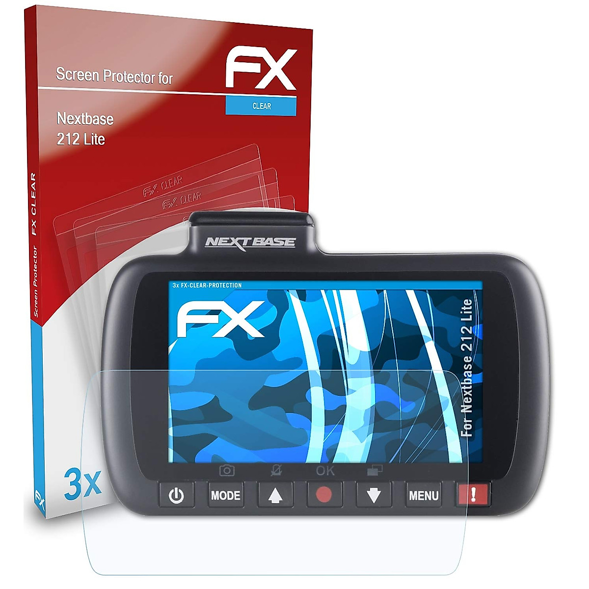 atFoliX Screen Protection Film compatible with Nextbase 212 Lite Screen Protector, ultra-clear FX Protective Film (3X)