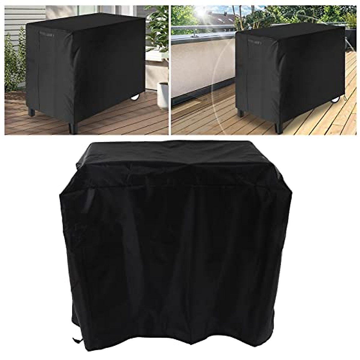 Garden kit Outdoor Mobile Dining Car Cover Waterproof Sun Protection Griddle Cover 420D Silver Coated Oxford Cloth BBQ Grill Shade(黑色)