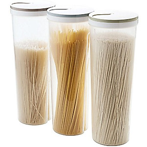 EORTA Plastic Tall Food Storage Spaghetti Noodle Pasta Container with Locking Lid Clear Dry Food Keeper Canister Cereal Crisper Box