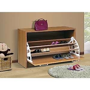 4D Concepts DELUXE SHOE CABINET-light walnut, 11.4"D x 29.3"W x 19.3"H,