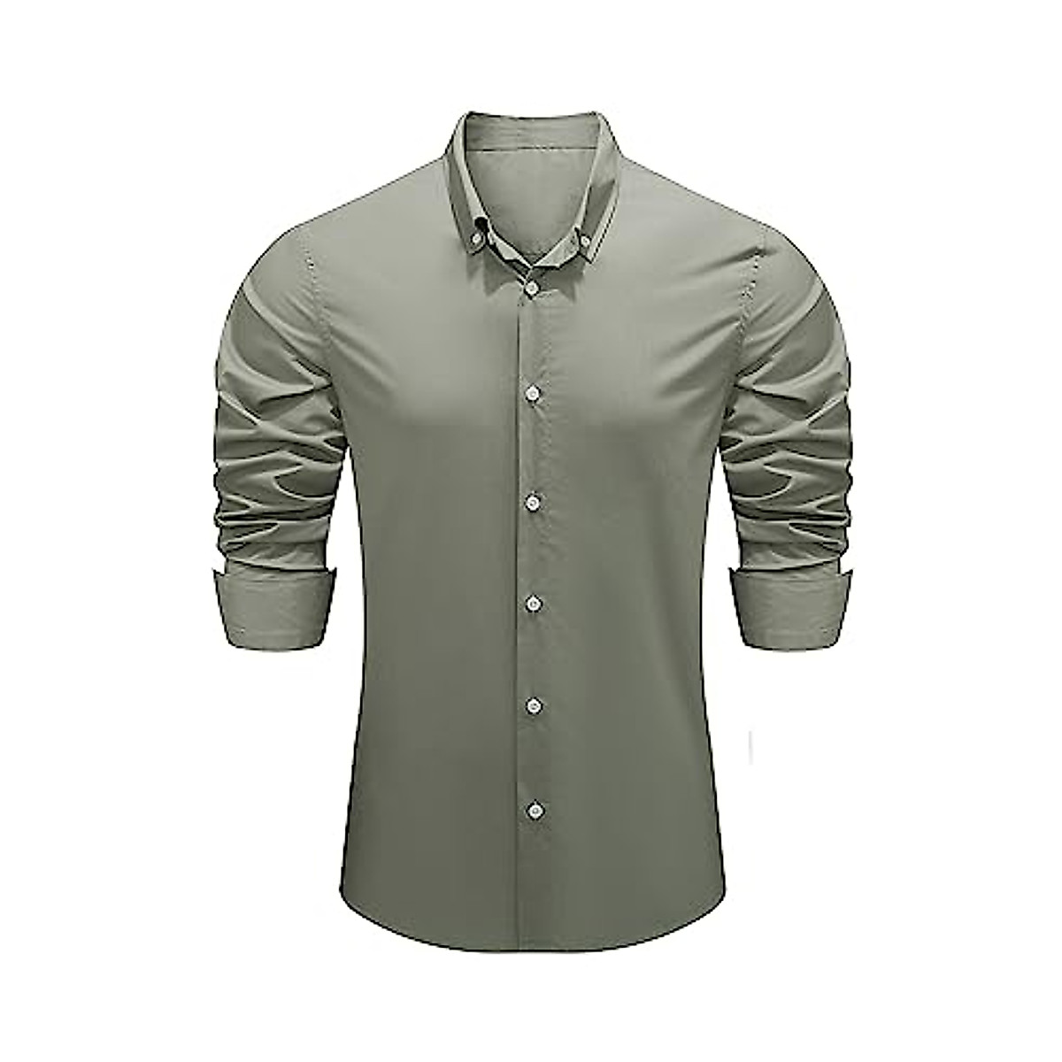 JMIERR Men's Cotton Linen Casual Stylish Button Down Shirt Long Sleeve Lightweight Dress Shirts Fashion Summer Beach Shirts Resort Wear,L,02 Green