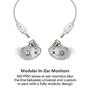 MEE Professional MX1 PRO Advanced Dynamic Driver Musician's In Ear Monitor Headphones with Balanced Sound; Noise Isolating Earbuds Earphones w/ Memory Wire, Optional Customization & Detachable Cables