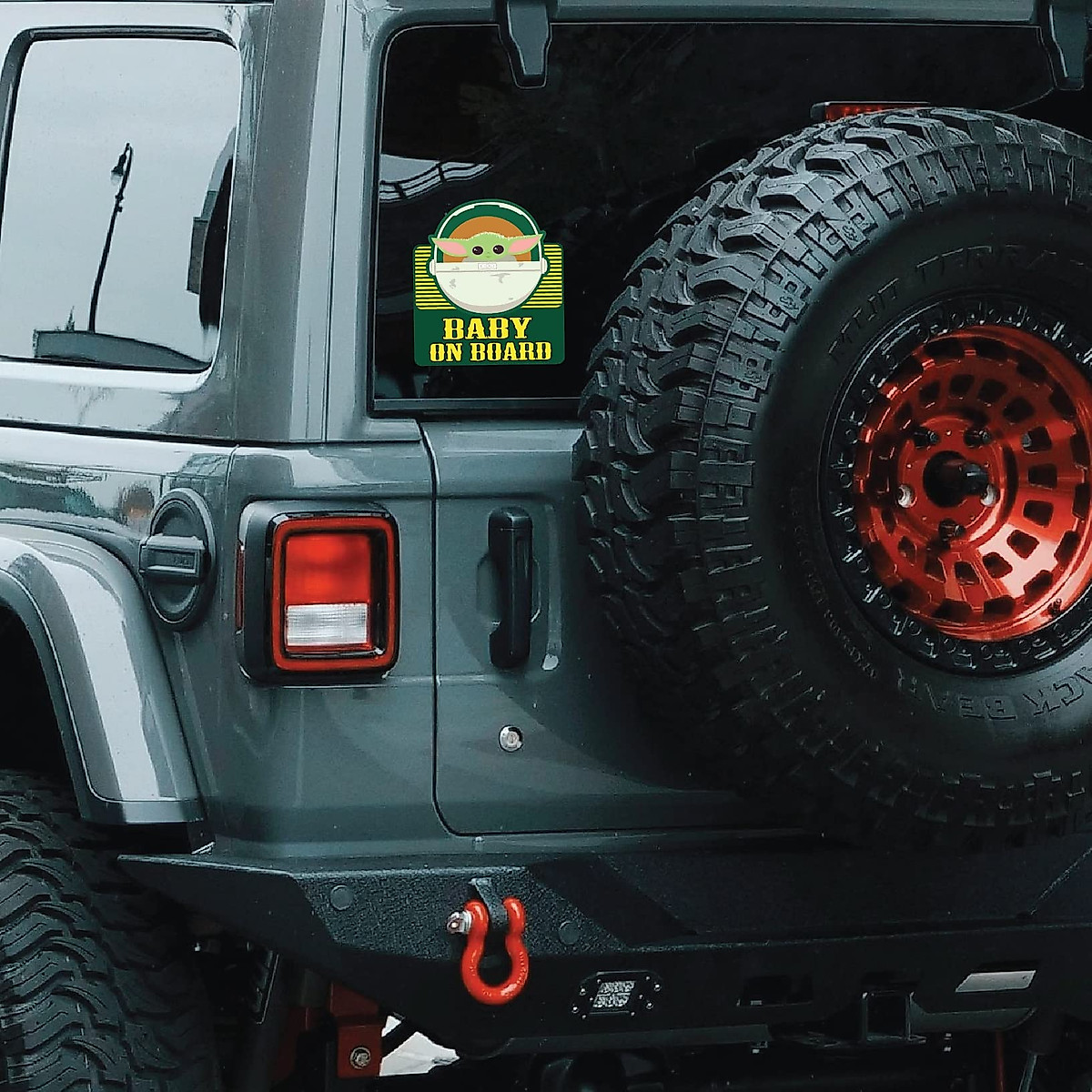 SHOP A THING – Baby Yoda On Board Sticker – Vinyl Decal Awareness Autism Decal for Car – Removable Waterproof Decal for School Bus – Indoor and Outdoor Use for Jeep - Car Window Decal– SAT 007