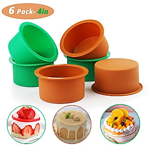 AILEHOPY 4 inch Mini Cake Pans-6Pack Round Cake Baking Pan Silicone Smash Cake Pans, Nonstick Cake Molds for Muffin,Cupcake and Mini Cake Mousse Dessert