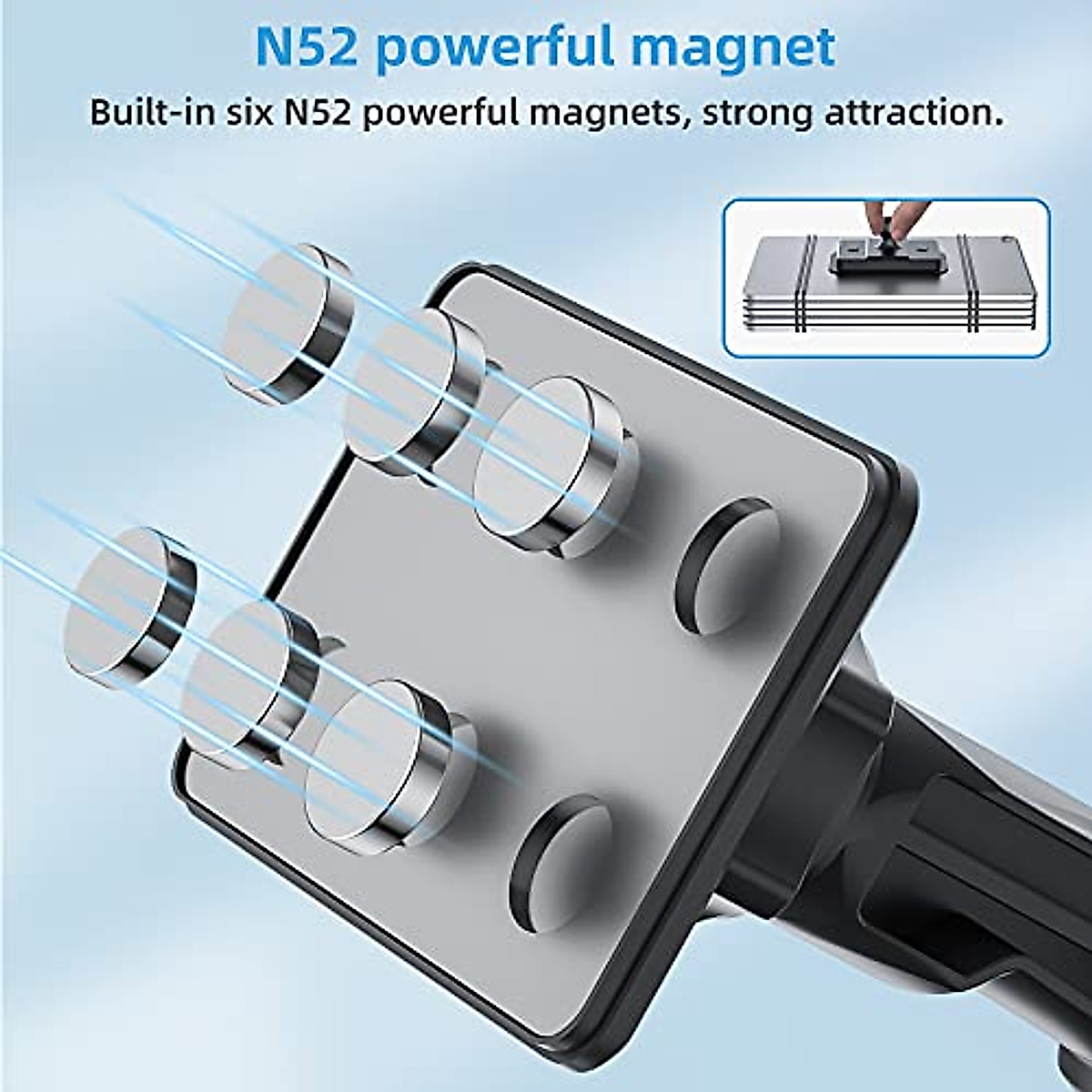 Magnetic Car Tablet Mount, Car Universal Dashboard Windshield Strength Suction Cup Car Phone Mount Holder with 360 Degree Rotating Super Strong Magnet TPU Suction Viscosity, for 4"- 10" Phones &Mounts