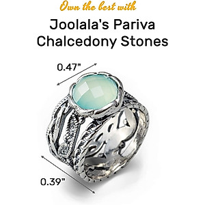 Joolala Sterling Silver Aqua Chalcedony Ring - 925 Silver Ring for Women - Rose Cut Blue Chalcedony 3.3ct - Elegant, Modern Design - Ideal for Office, Special Occesions (10)
