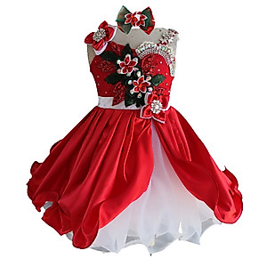 Jennifer G221RG Christmas Toddler Baby Newborn Little Girl's Pageant Party Dress RED Size3T