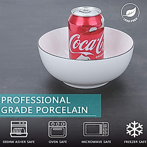 TGLBT Salad Bowls 40 Ounce Porcelain Soup Serving Pasta Bowl Set, White, Stackable, 3 Packs