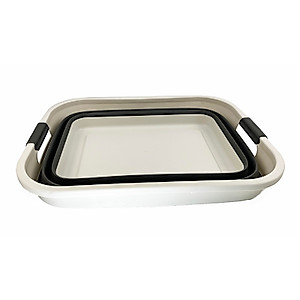 SAMMART 41L (10.8 gallons) Collapsible Plastic Laundry Washing Tub/Basket-Foldable Pop Up Storage Container/Organizer-Portable Laundry Hamper-Space Saving (1, Grey/Washed Black)