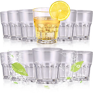 Set of 24 Acrylic Drinking Glasses 8 oz Clear Reusable Water Drinking Cups Stackable Shatterproof Unbreakable Drinking Tumblers Water Glasses for Juice Beverages Drinks Coffee Wine Applications
