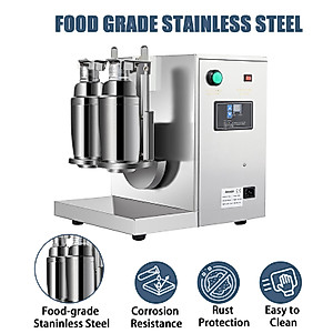 TECSPACE 110V Milk Tea Shaker Machine Stainless Steel, Double-Cup,120W 400r/min
