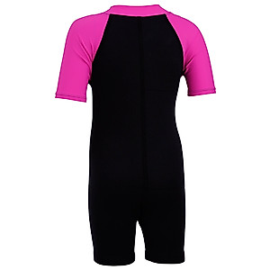 Tuga Girls Shorty 1.5mm Neoprene/Spandex Wetsuit (UPF 50+), Fuchsia, M (9/10 yrs)