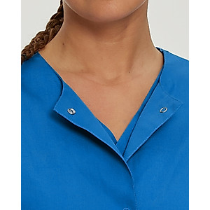 Landau Scrub Zone Relaxed Fit 2-Pocket Snap-Front Scrub Jacket for Women 75221 Teal XLG