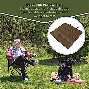 TIMBER RIDGE Collapsible Armrests Cup Holder & Carry Mat & Pet Leash Heavy Duty Foldable Chair for Outdoor Lounge Lawn Beach, Support 300 lbs, Earth Brown