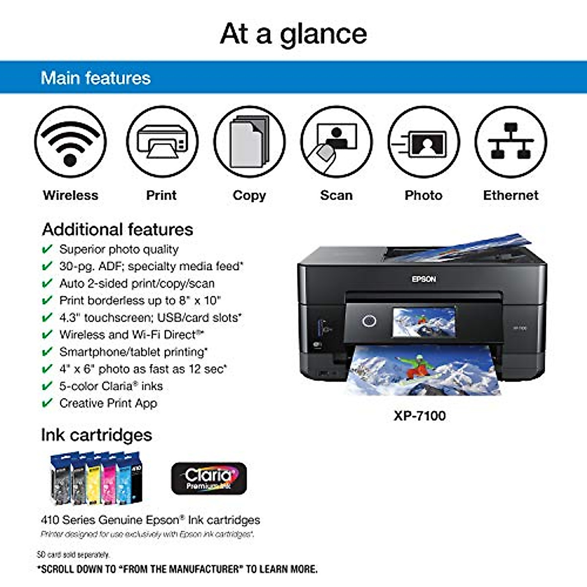 Epson Expression Premium XP-7100 Wireless Color Photo Printer with ADF ...