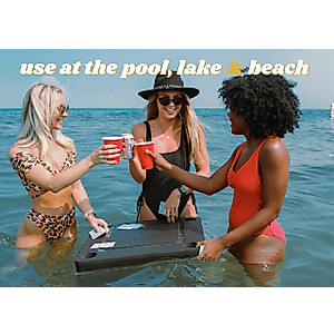 Polar Whale Floating Game or Card Table Tray for Pool or Beach Party Float Lounge Durable Foam 23.5 Inch Drink Holders with Waterproof Playing Cards Deck UV Resistant