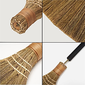 TTS For Home Natural Whisk Sweeping Hand Handle Broom - Vietnam Handmade Straw Soft Broom - Wedding Broom 11.81" Width,26" Length