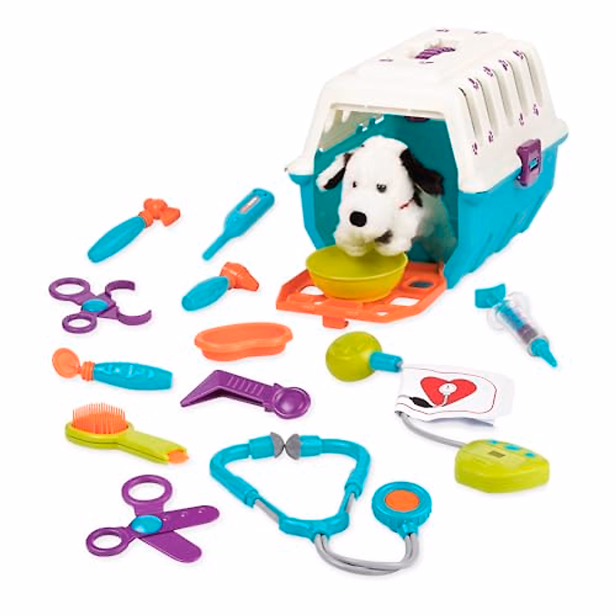 Battat - Veterinarian Toy Set with Plush Dalmatian Puppy & Carrier - Complete 15-Piece Kids Pretend Play Medical Kit with Stethoscope & Tools - Educational ToddlerToys for Ages 2-4 Years