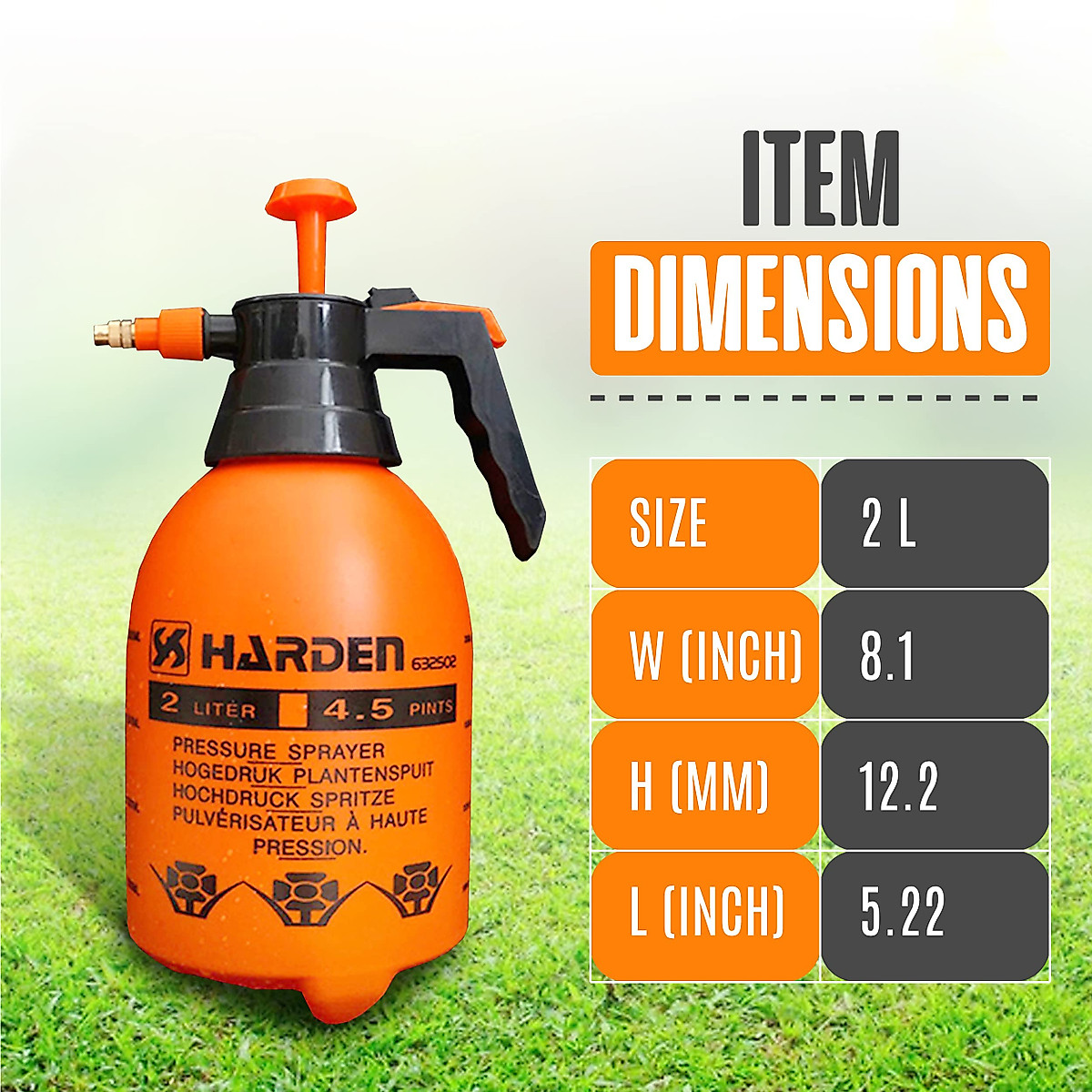 HARDEN Portable Manual Hand Sprayer and Pressure 2L 0.5 Gallon Garden Sprayer Lawn, Plants with Safety Valve and Adjustable Nozzle | Pump Sprayer| Water Sprayer