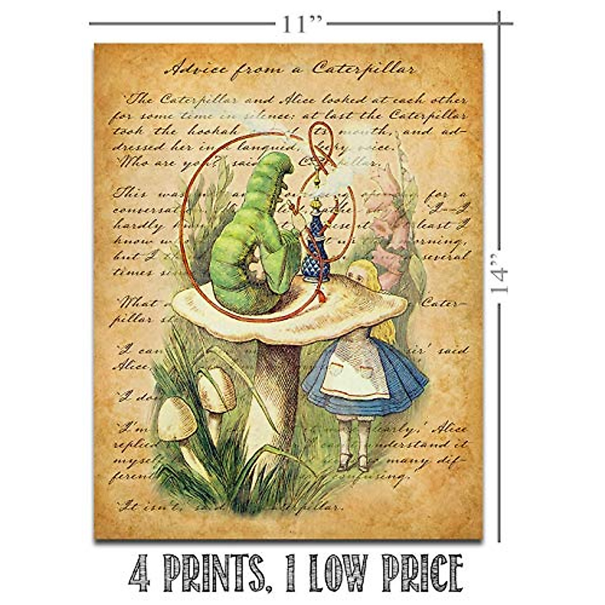 Alice in Wonderland Prints - 11x14 Unframed Wall Art Print Poster - Perfect Alice in Wonderland Gifts and Decorations (Alice in Wonderland Set)