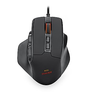 HKW Gaming Mouse, Wired Gaming Mouse, 6200 DPI Optical Sensor Chroma RGB Lighting 7 Programmable Buttons Gamers Pro Multi-Button Customization Ergonomics Classic Black