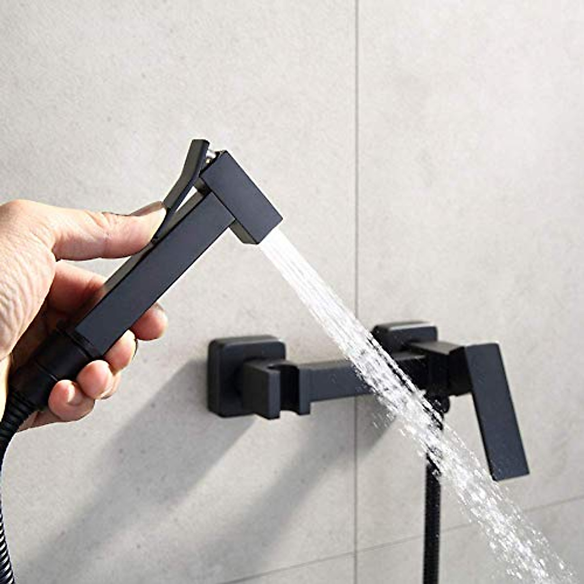 BINCAVIDOU Bidet Faucet Black Hot & Cold Brass Bathroom Bidet Sprayer Set Kids Sprayer Reduces Toilet Paper