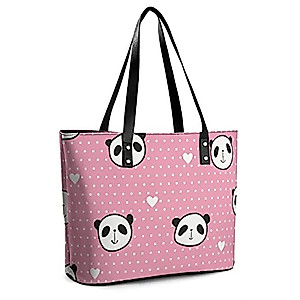 Womens Handbag Panda Patterns Leather Tote Bag Top Handle Satchel Bags For Lady