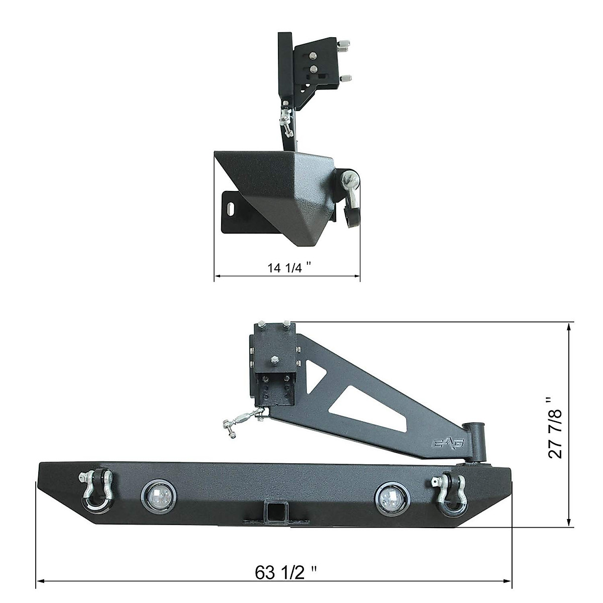 EAG Rear LED Bumper with Tire Carrier W/Linkage Fit for 07-18 Wrangler JK