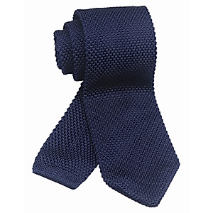 Secdtie Men Woven Silk Midnight Navy Blue Skinny Tie Slim Plain Necktie 010