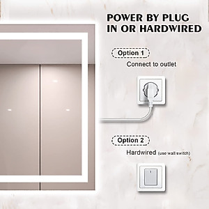 LUSPAZ Led Bathroom Mirror for Wall 72x48 Inch with Front and Backlit Lights, Double LED Vanity Mirror with Lights, Anti-Fog, Shatter-Proof, Memory, Stepless Dimmable Wall Mirrors