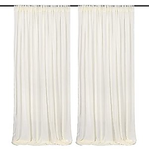 Beige Backdrop Curtain for Party 2 Pieces 5FTx10FT Ivory Chiffon Wedding Photo Background for Baby Shower Birthday Curtain